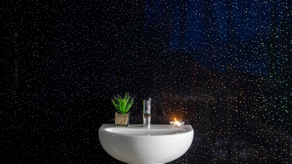 10mm Black Sparkle Gloss Shower Panel 1M x 2.4M | Easy Panels