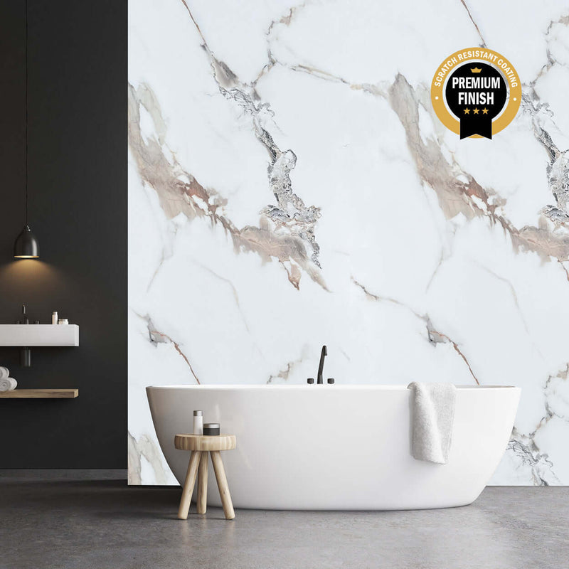 10mm Calacatta Marble Ultra-Matt Shower Panel | EASY PANELS