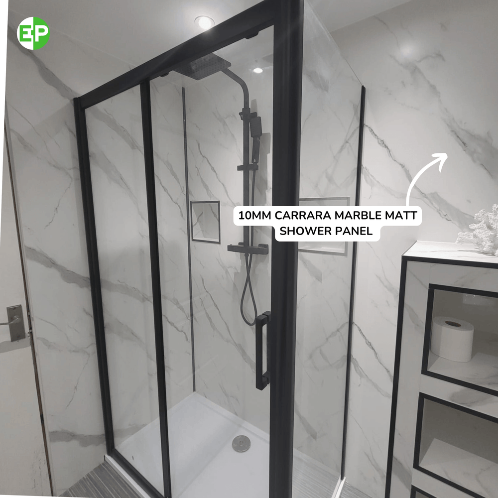 10mm Carrara Marble Matt Shower Panel | EASY PANELS