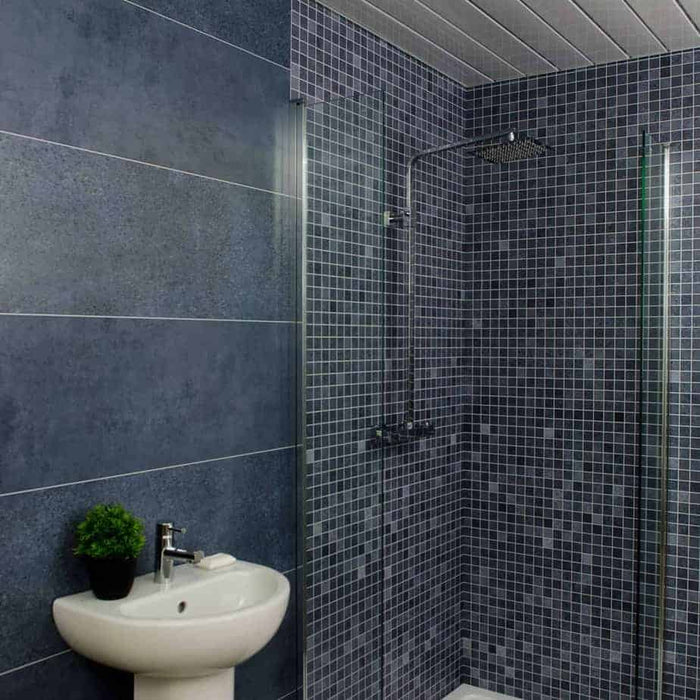 10mm Roman Blue Mosaic Matt Shower Panel 1M x 2.4M | Easy Panels
