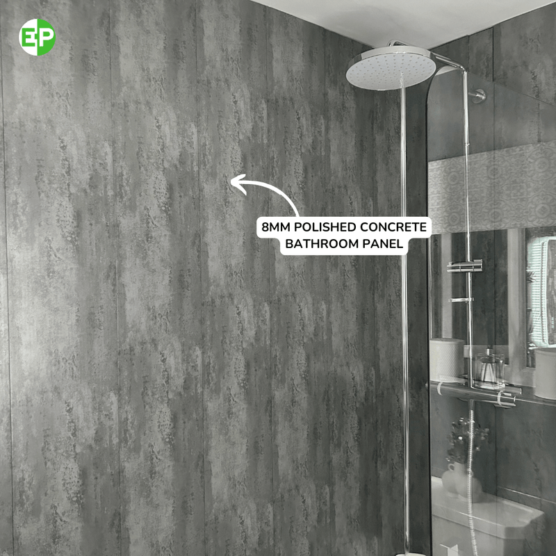 8mm Polished Concrete Bathroom Wall Panel 2.6M | Easy Panels