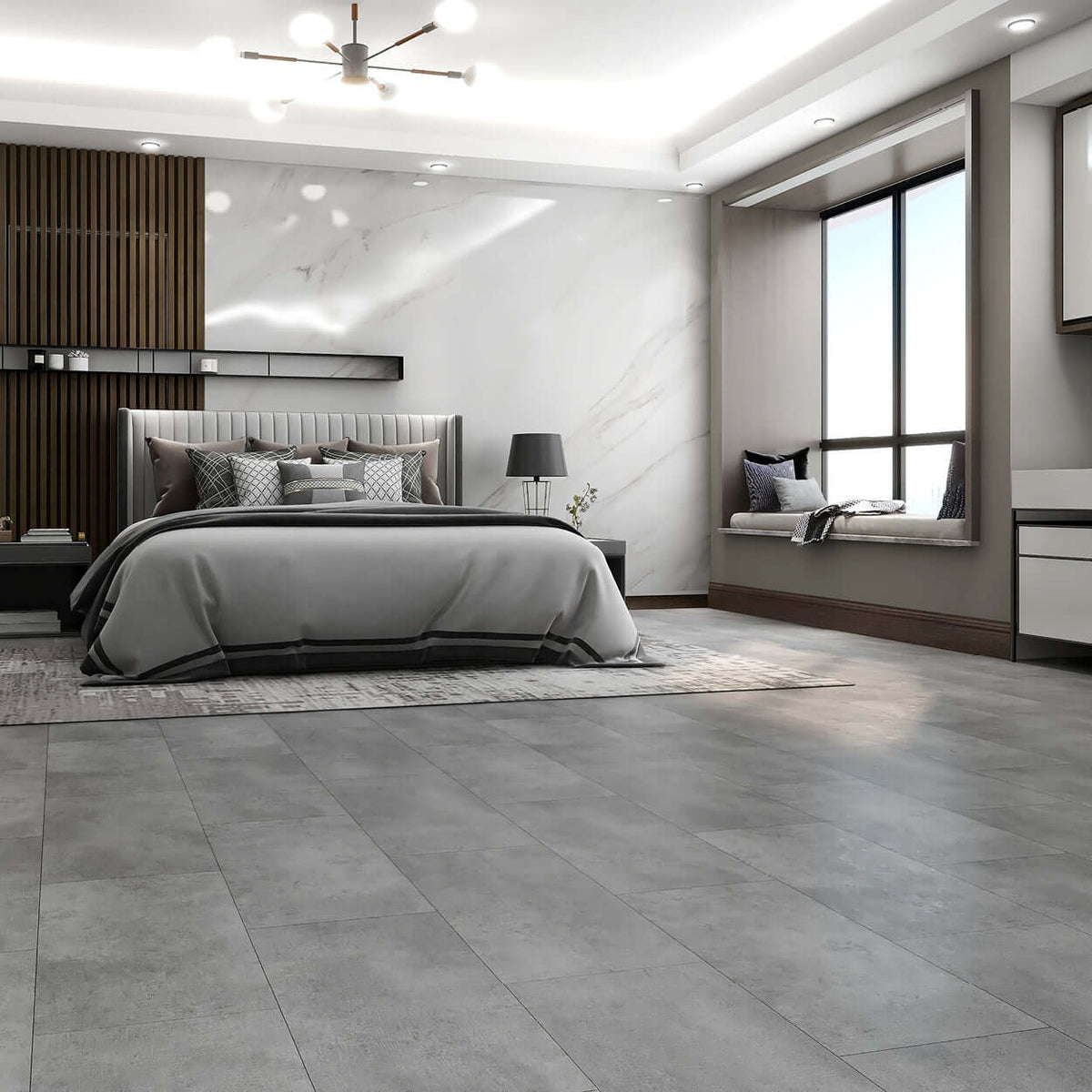 Light Concrete Vinyl Click Flooring | EASY PANELS