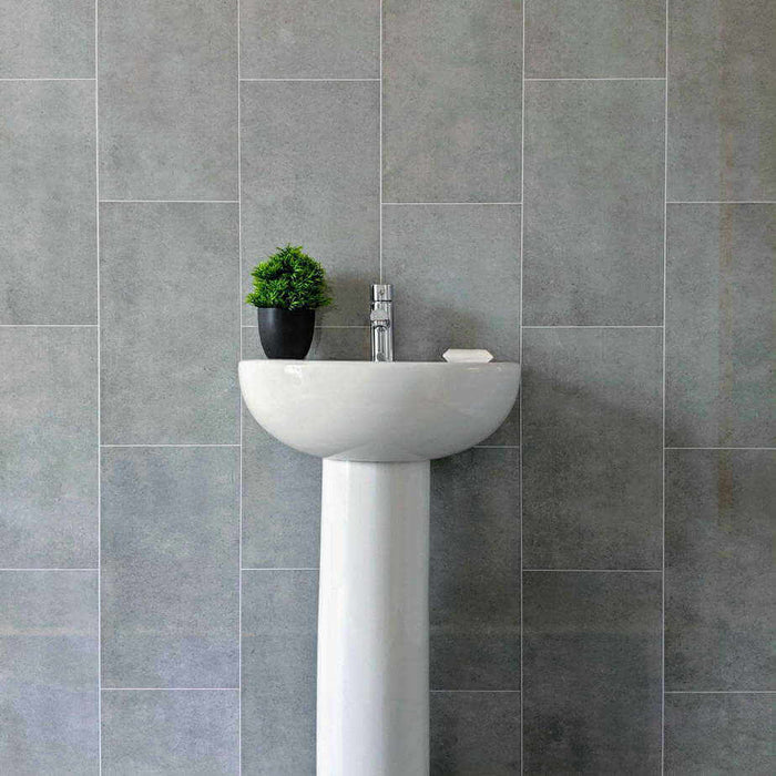 8mm Modern Grey Tile Effect Wall Panel 2.6M | Easy Panels